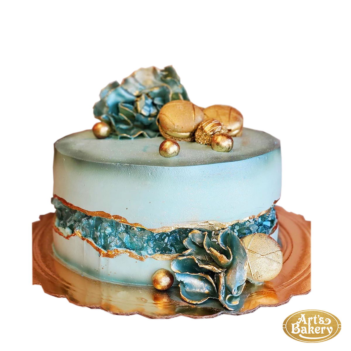 Art's Bakery Glendale | Teal Jewel with Macaroons Cake 117